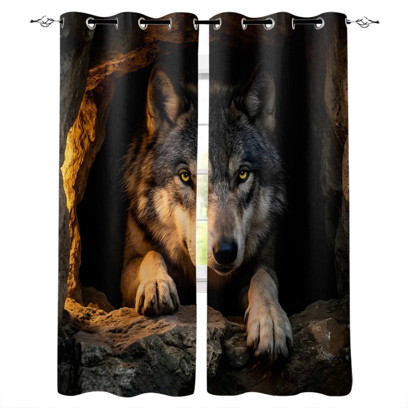 Cabin Wolf Blackout Curtains for Bedroom/Living Room, Thermal Insulated ...