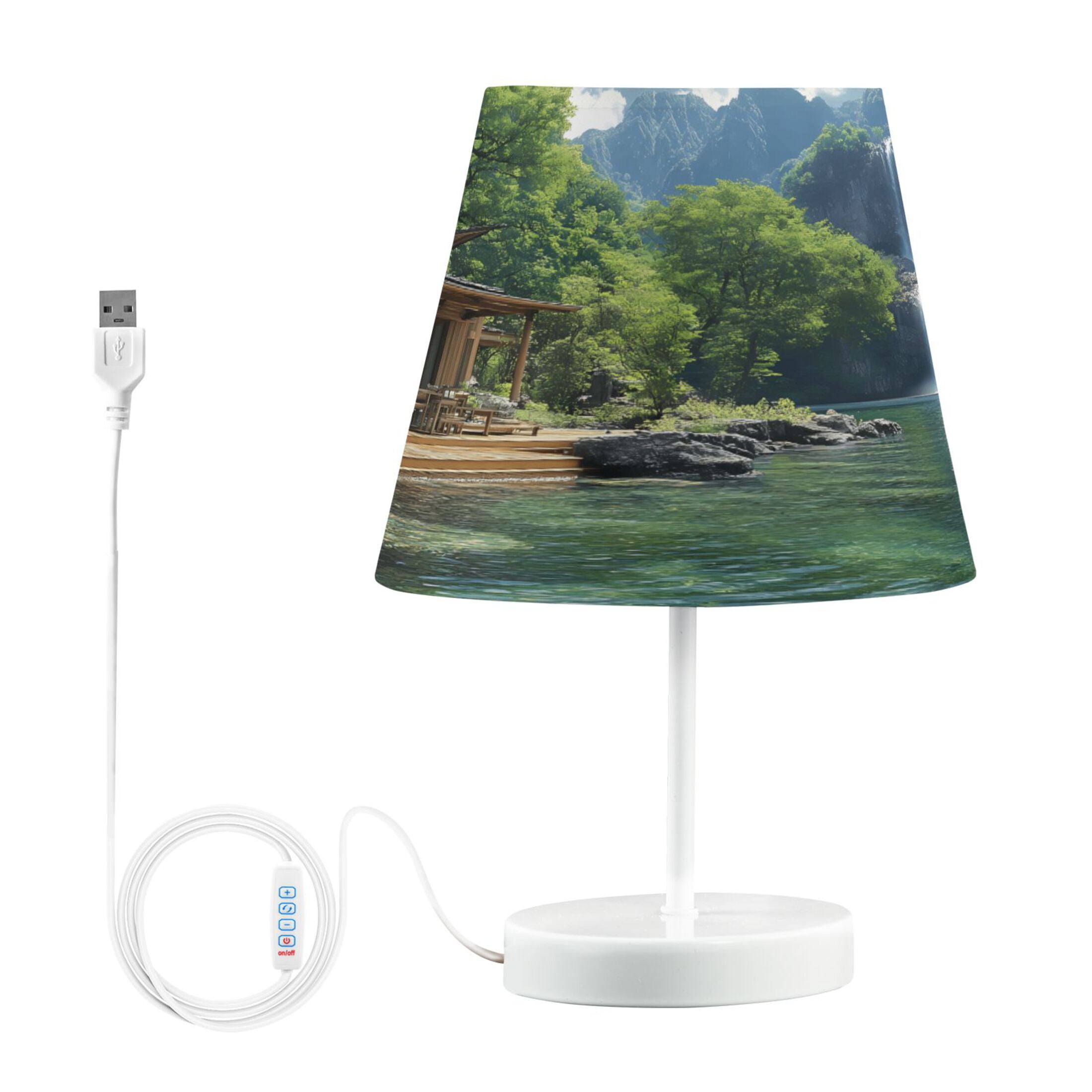 Cabin by Lake Desk Lamp LED Table Nightstand Lamps with 3 Color ...