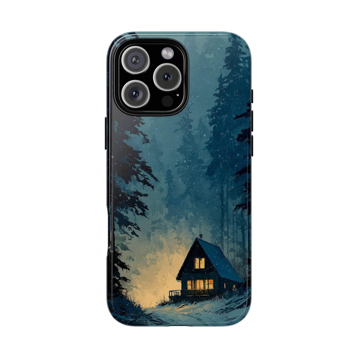 Cabin in Snowstorm Forest Winter Tree Scenic Landscape Phone Case with ...
