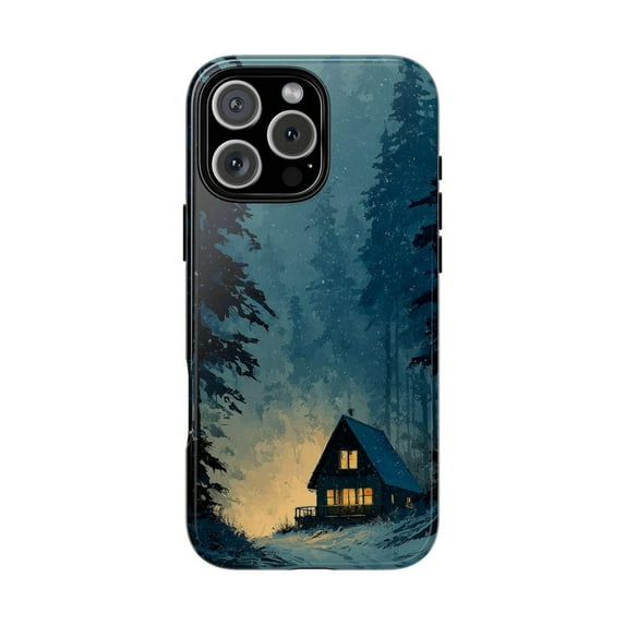 Cabin in Snowstorm Winter Forest Scenic Nature Trees Case for iPhone 17 ...