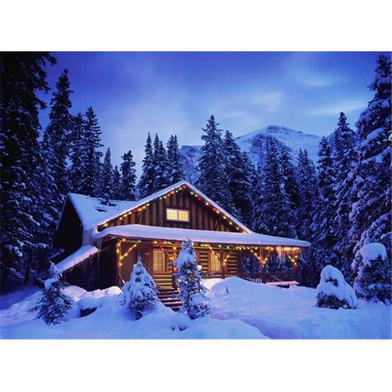 Cabin in The Woods Illuminated by Christmas Lights Poster Print by ...