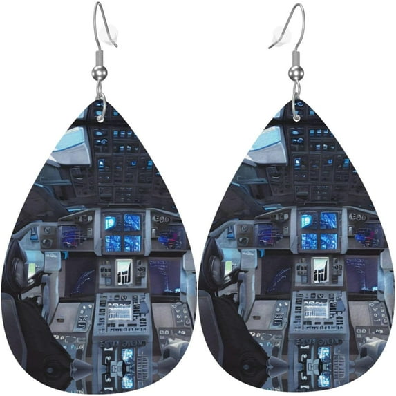 Cabin of the Future Women's Teardrop Leather Earrings, Hook 925 Silver Plated, Holiday ...