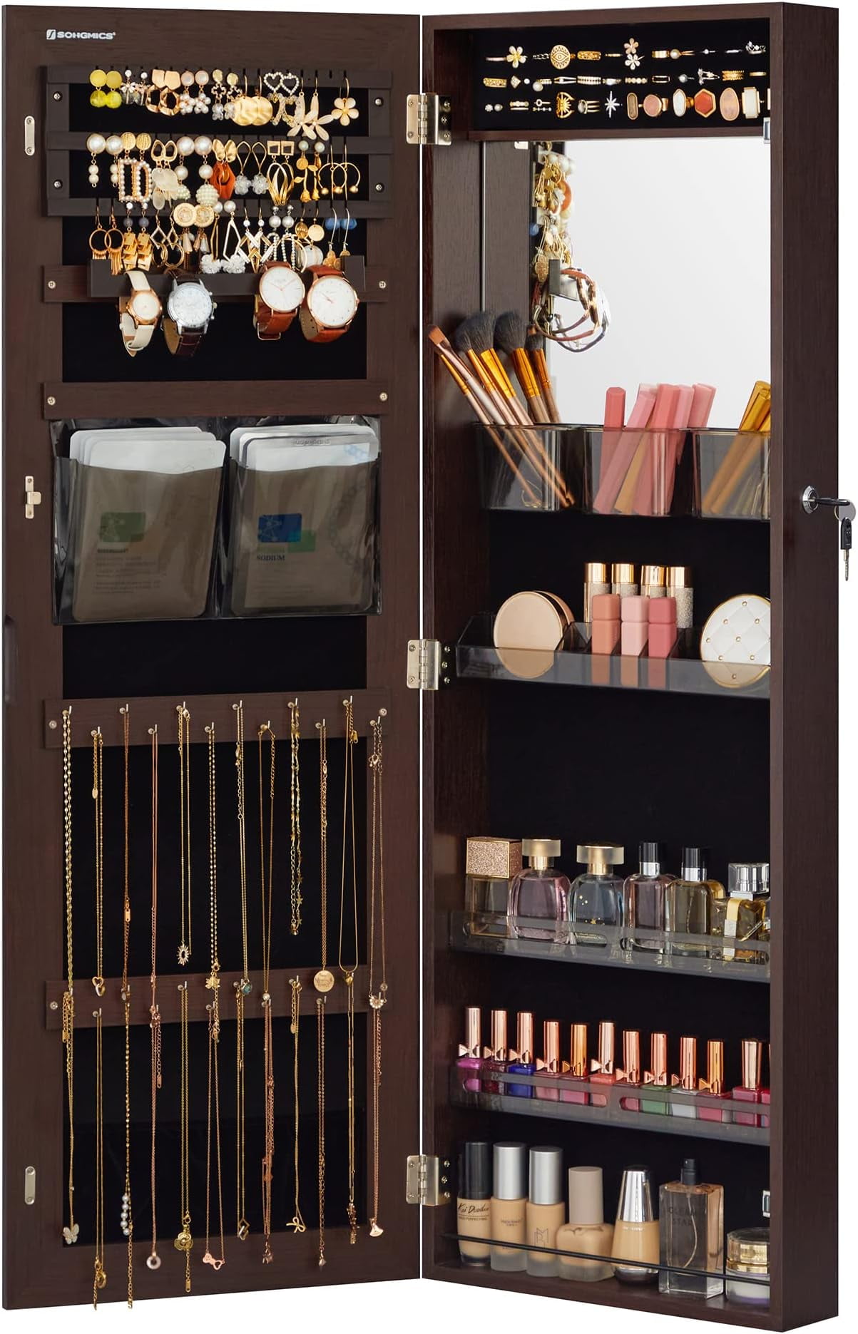 Cabinet Armoire, Wall or Door Mount Storage Organizer with Full-Length ...