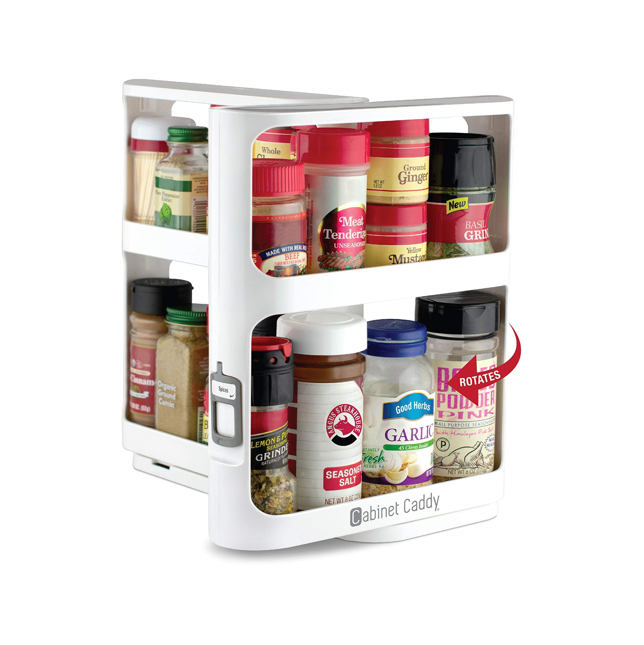 Cabinet Caddy Spice Rack Organizer for Cabinet - Slide & Rotate Kitchen ...