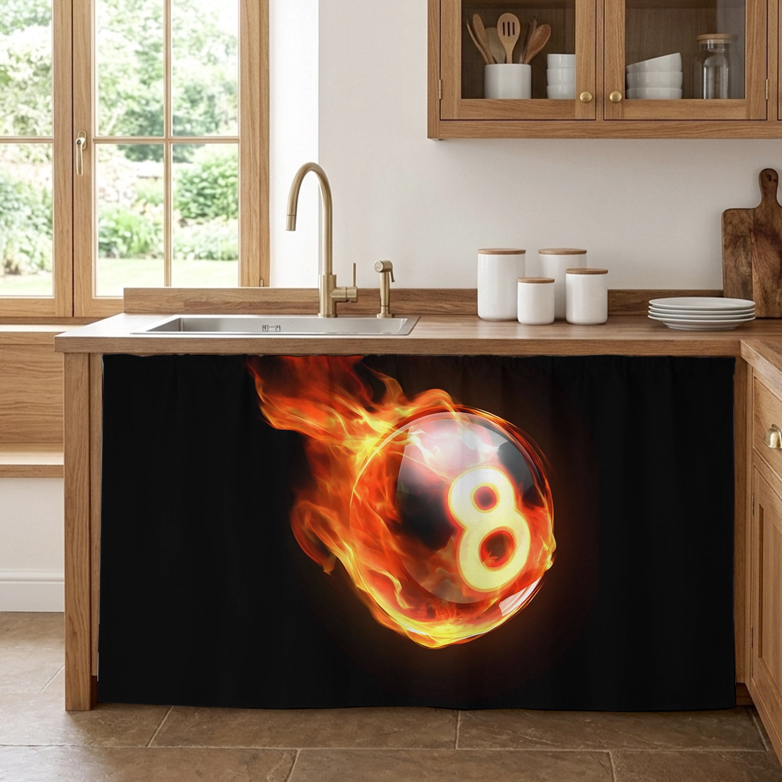 Cabinet Curtain 28''W x 51''L, Billiards Under Sink Curtain Drapes ...