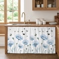 Cabinet Curtain 28''W x 51''L, Blue Poppy Floral Under Sink Curtain ...