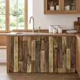 Cabinet Curtain 28''W x 51''L, Brown Wooden Grain Under Sink Curtain ...