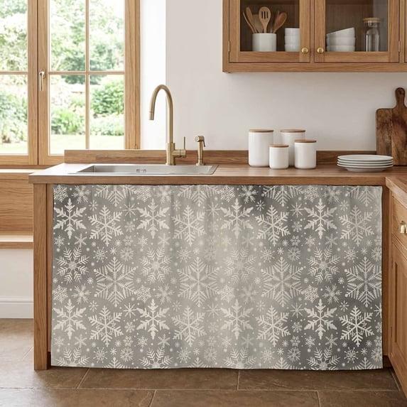 Cabinet Curtain 28''W x 51''L, Christmas Snowflakes Under Sink Curtain ...