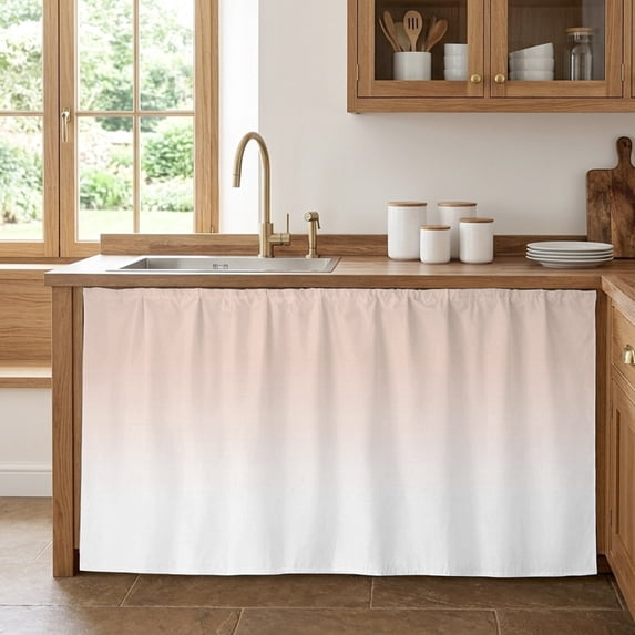 Cabinet Curtain 28''W x 51''L,Pink White Ombre Under Sink Curtain ...