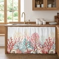 Cabinet Curtain 28''W x 51''L, Red Coral Coastal Under Sink Curtain ...