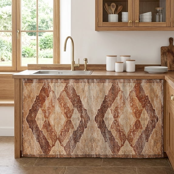 Cabinet Curtain 32''W x 55''L,Beige Boho Under Sink Curtain Drapes ...