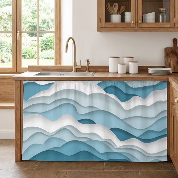 Cabinet Curtain 32''W x 55''L, Blue Ombre Under Sink Curtain Drapes ...