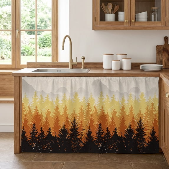 Cabinet Curtain 32''W x 55''L,Forest Fall,Under Sink Curtain Drapes ...