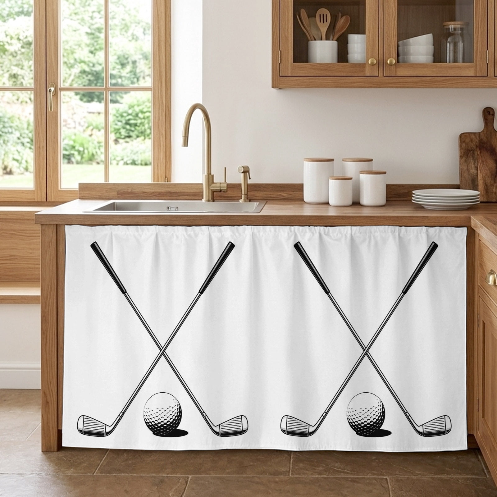 Cabinet Curtain 32''W x 55''L, Golf Ball Under Sink Curtain Drapes ...