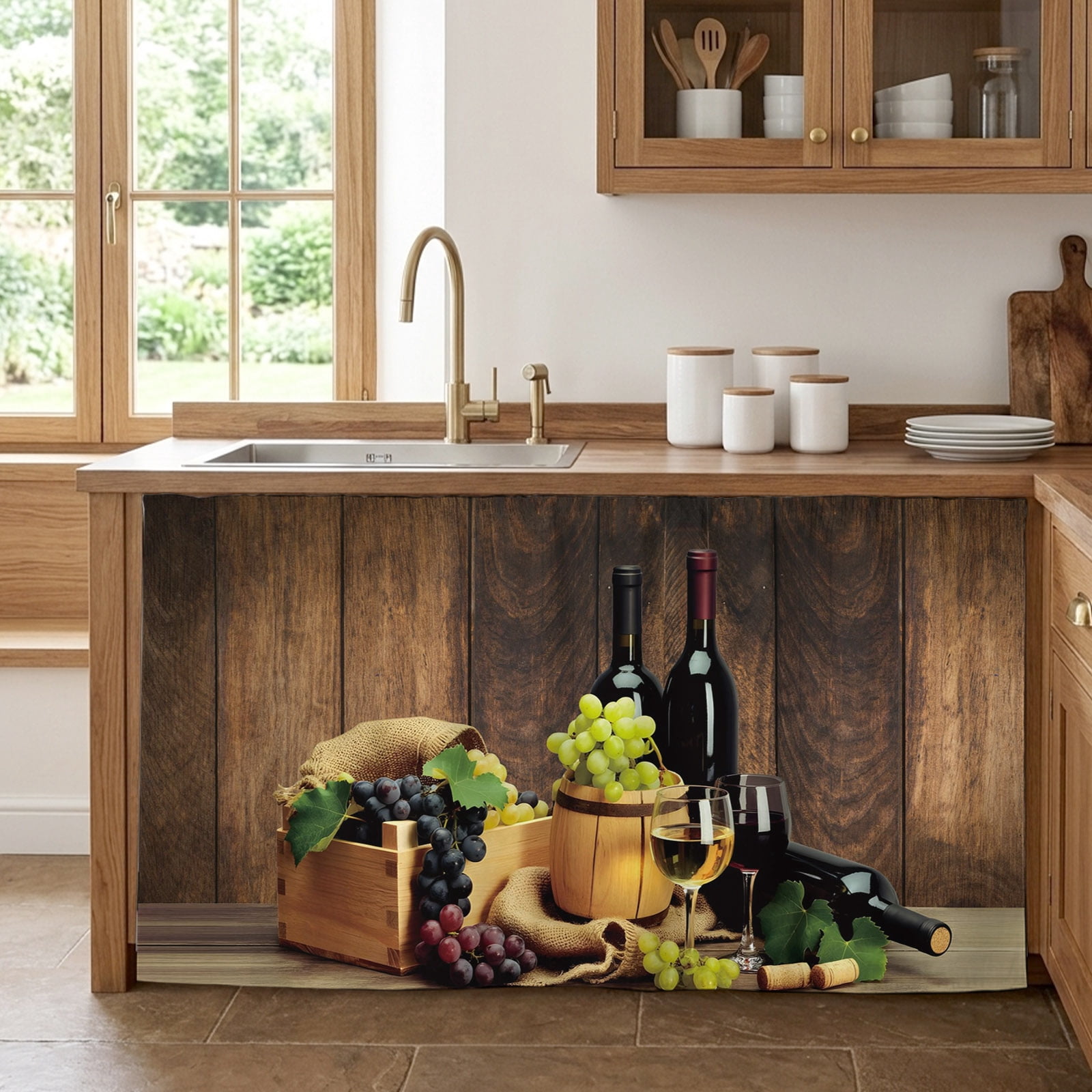 Cabinet Curtain 32''W x 55''L,Red Wines Under Sink Curtain Drapes ...