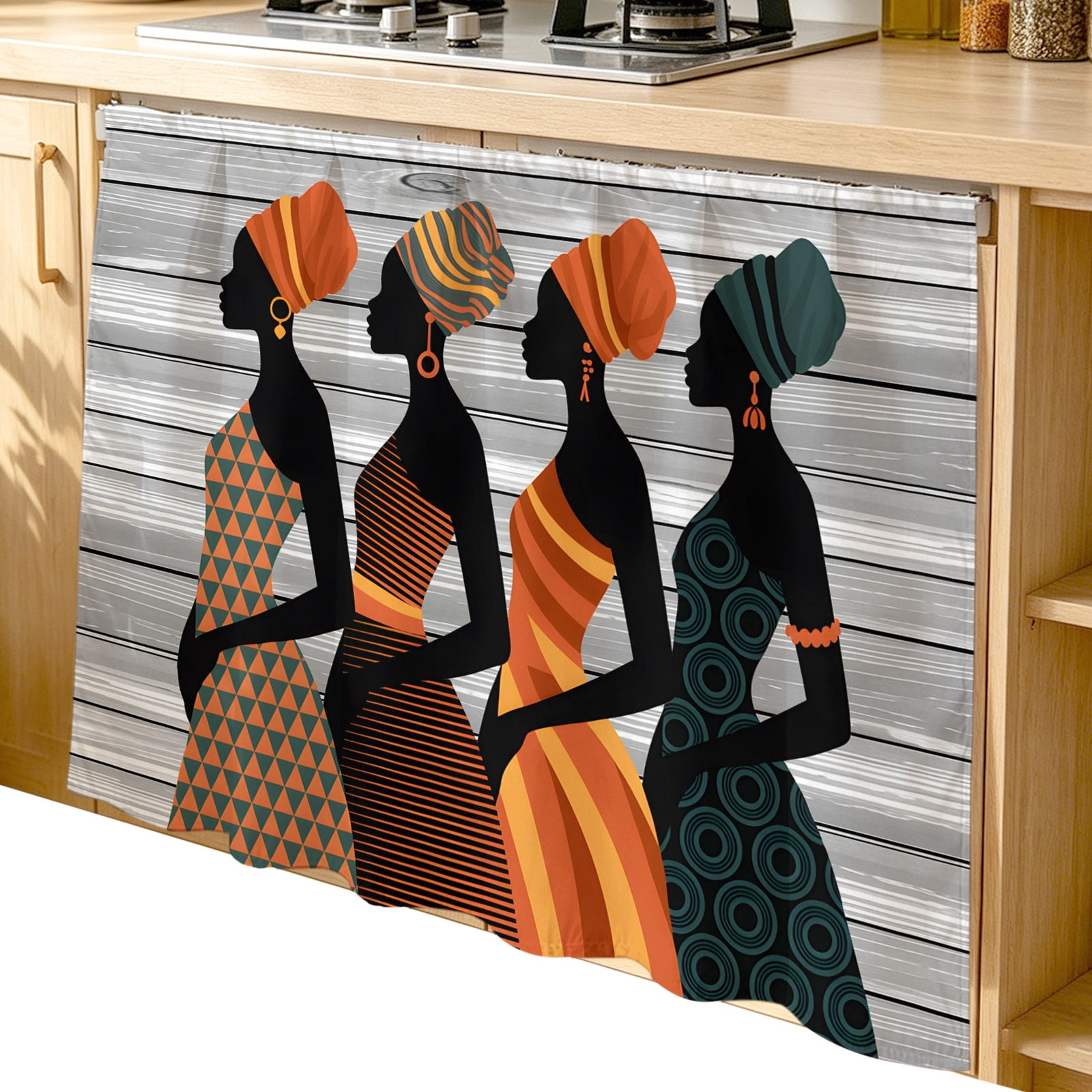 Cabinet Curtain 35''W x 35''L, Black Female Under Sink Curtain Drapes ...