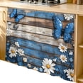 Cabinet Curtain 35''W x 35''L, Blue Butterfly White Daisy Under Sink ...