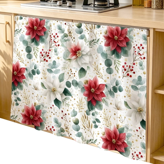 Cabinet Curtain 35''W x 35''L, Christmas Under Sink Curtain Drapes ...