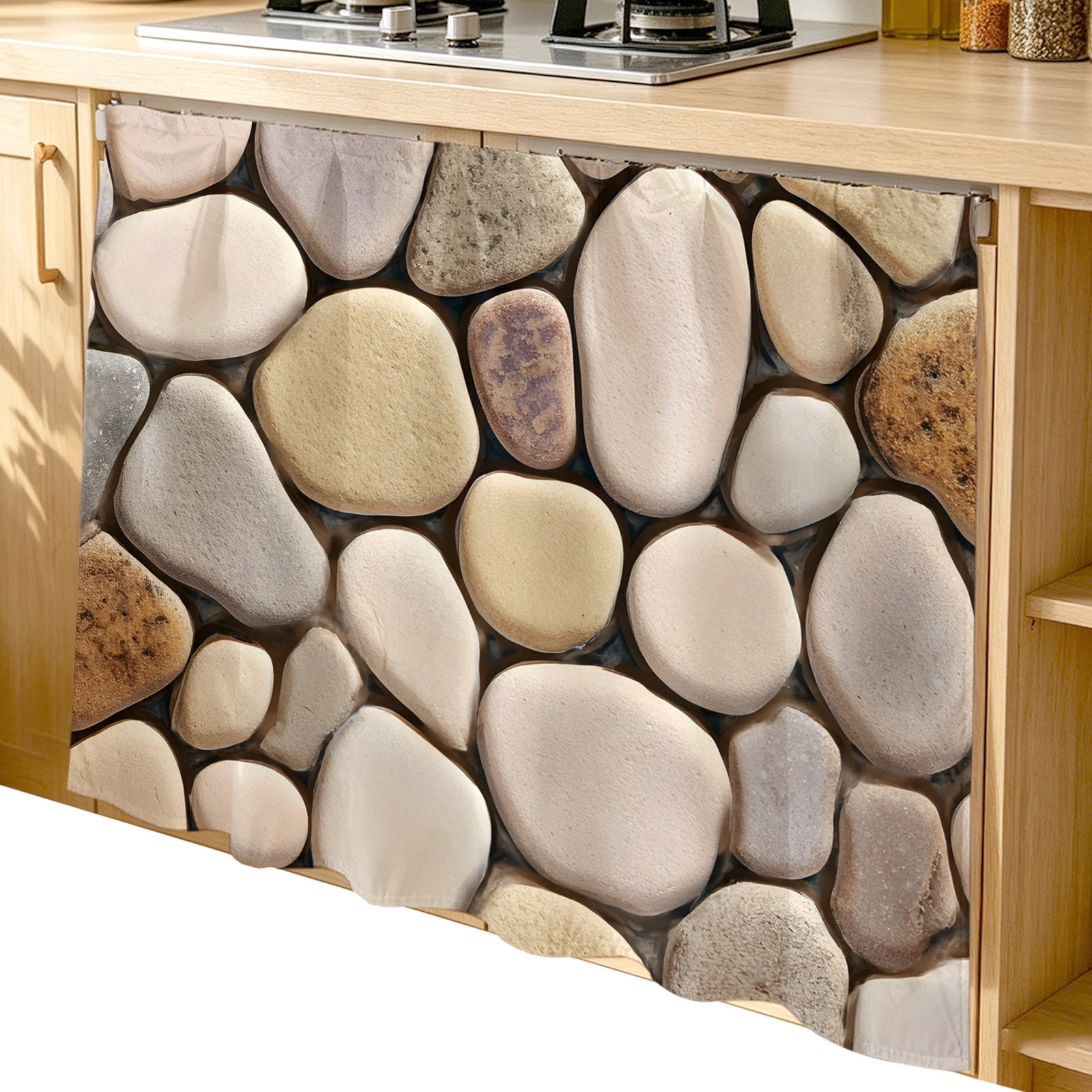 Cabinet Curtain 35''W x 35''L, Cobblestones Under Sink Curtain Drapes ...