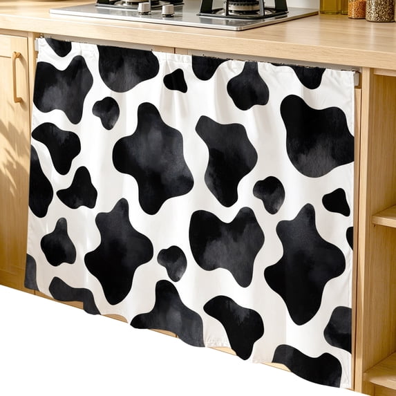 Cabinet Curtain 35''W x 35''L, Cow Printed Under Sink Curtain Drapes ...