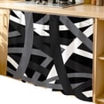 Cabinet Curtain 35''W x 35''L, Gray Black Geometric Under Sink Curtain ...