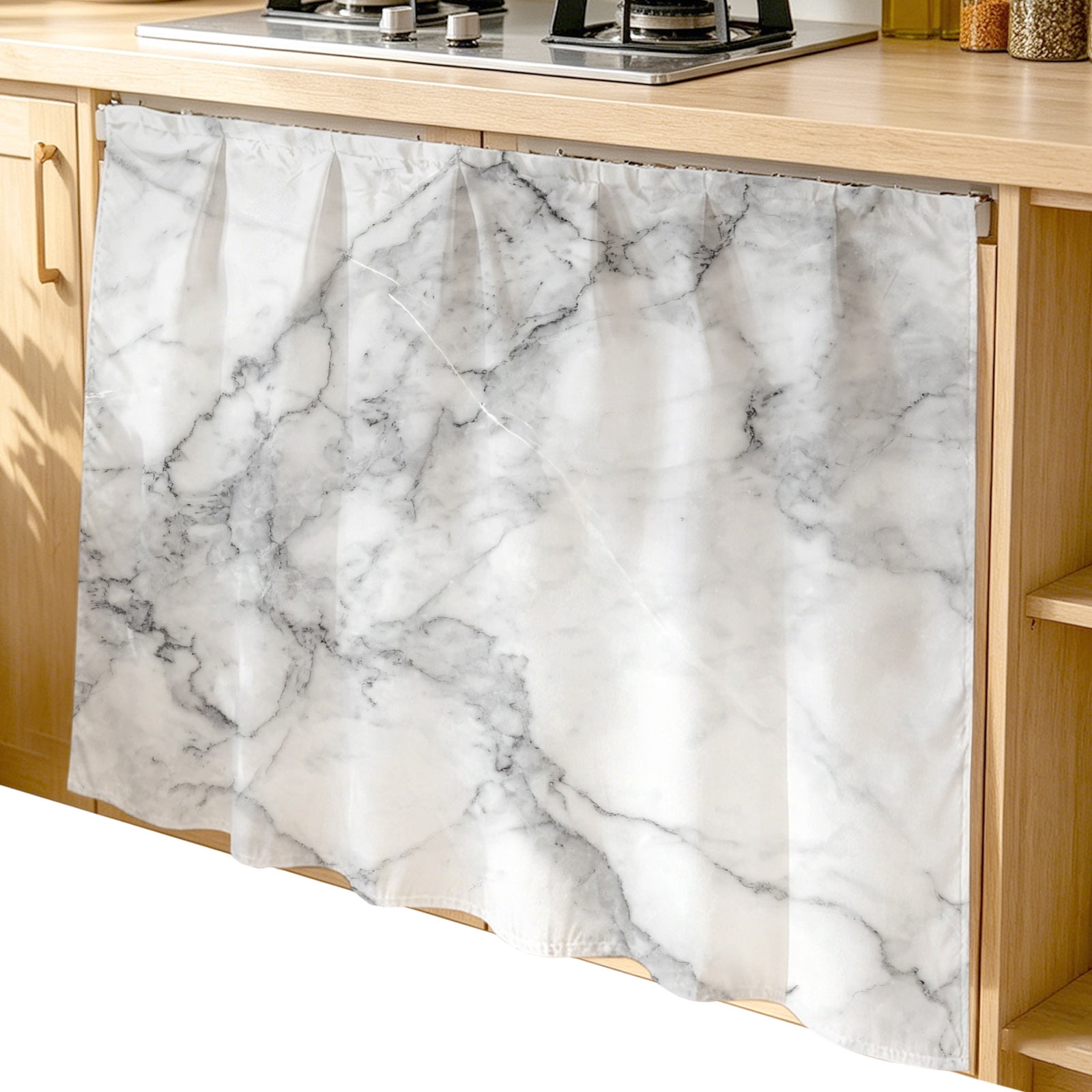 Cabinet Curtain 35''W x 35''L, Gray Marble Under Sink Curtain Drapes ...