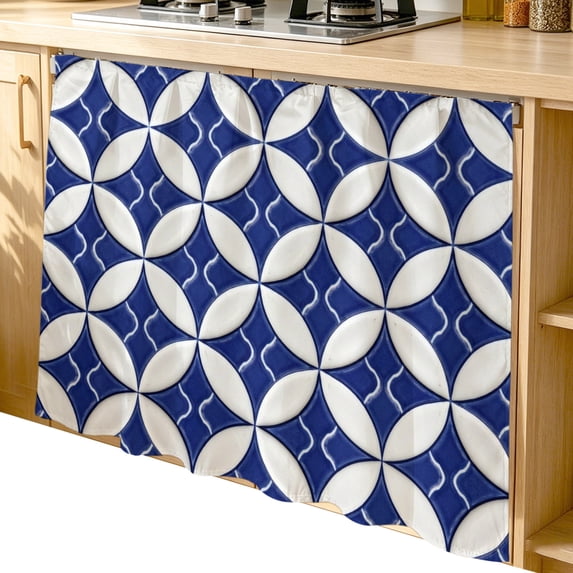 Cabinet Curtain 35''W x 35''L, Retro Rhombus Under Sink Curtain Drapes ...