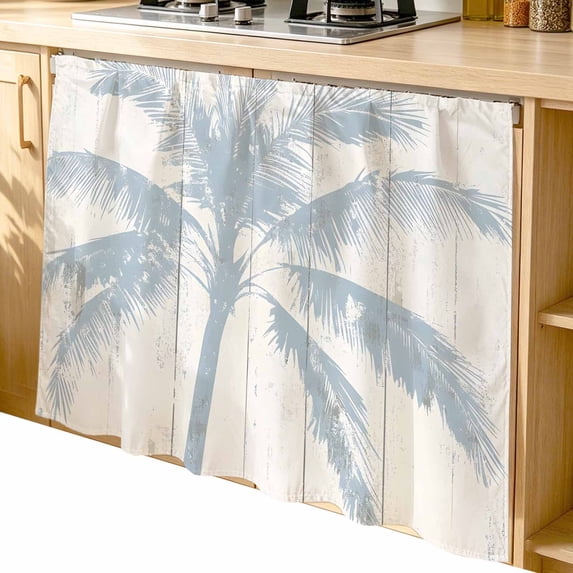 Cabinet Curtain 35''W x 35''L, Summer Palm Tree Under Sink Curtain ...