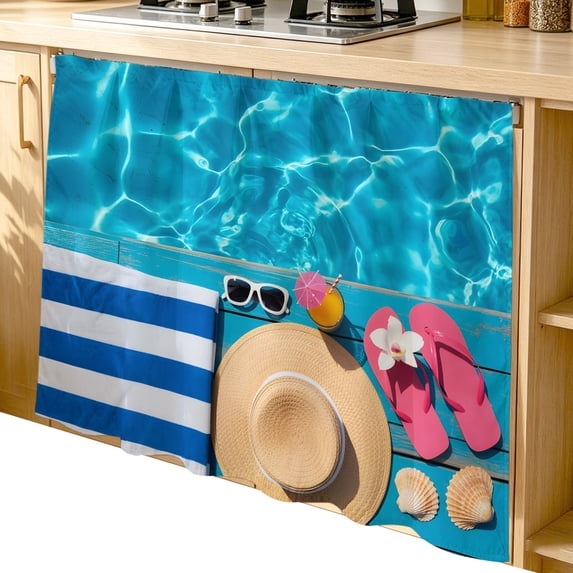 Cabinet Curtain 35''W x 35''L, Swimming Pool Under Sink Curtain Drapes ...