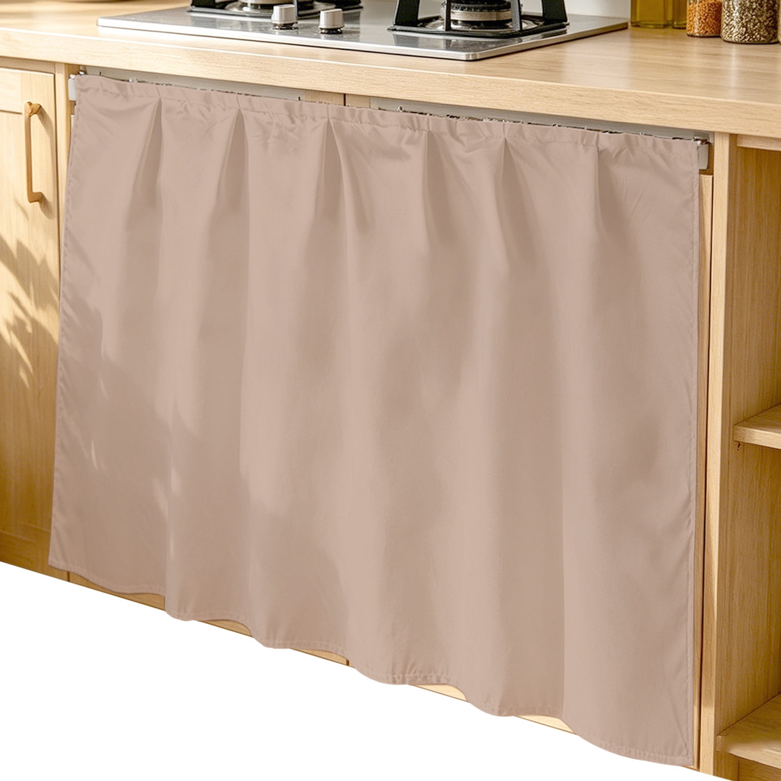 Cabinet Curtain 35''W x 35''L, Warm Beige Under Sink Curtain Drapes ...