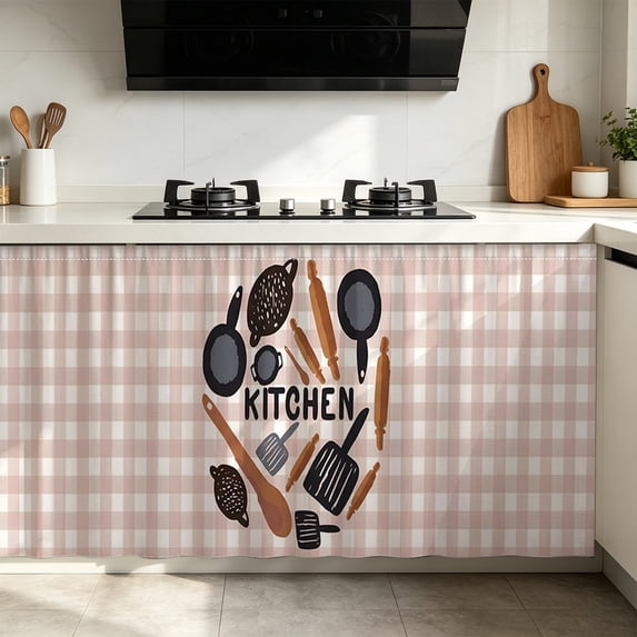 Cabinet Curtain,Adhesive Dust Proof Window Cover,Printed Kitchen Fabric ...