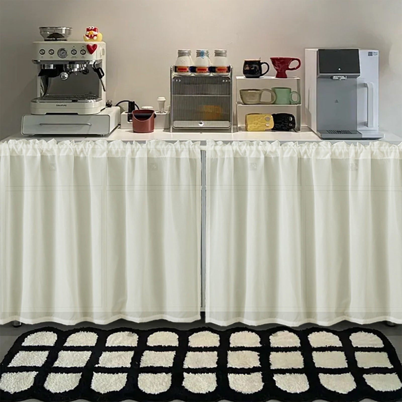 Cabinet Curtain for Kitchen, Under Sink Curtain No Drill Waterproof ...
