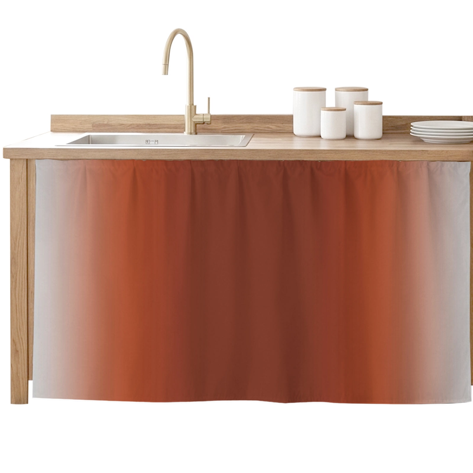 Cabinet Curtain Red Solid Color Kitchen Shelf Curtain Desk Under Sink ...