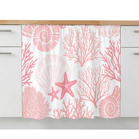 Cabinet Curtains 10"W x 11"L, Coastal Pink Sink Skirt for Bathroom ...