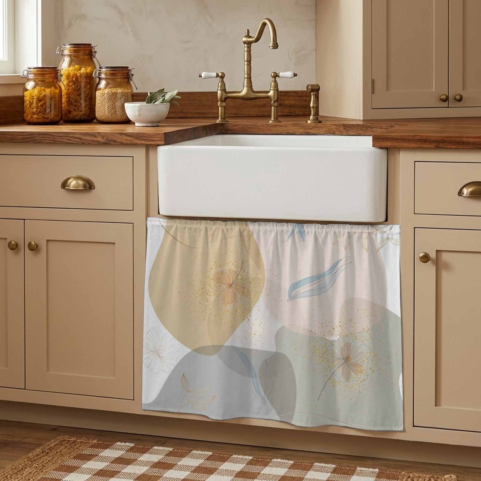 Cabinet Curtains 10"W x 11"L, Middle Century Sink Skirt for Bathroom ...