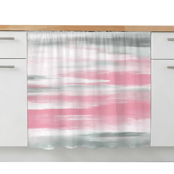 Cabinet Curtains 10"W x 11"L, Pink Gray White Sink Skirt for Bathroom ...