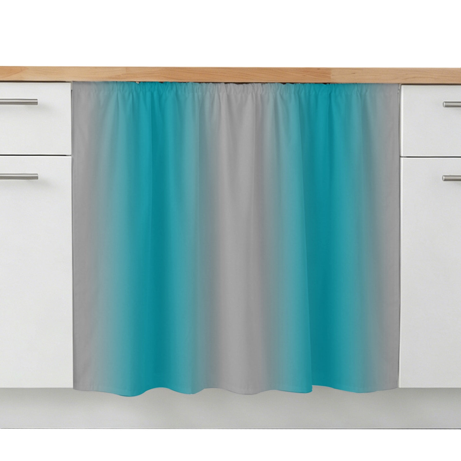 Cabinet Curtains 10"W x 11"L, Turquoise Ombre Sink Skirt for Bathroom ...