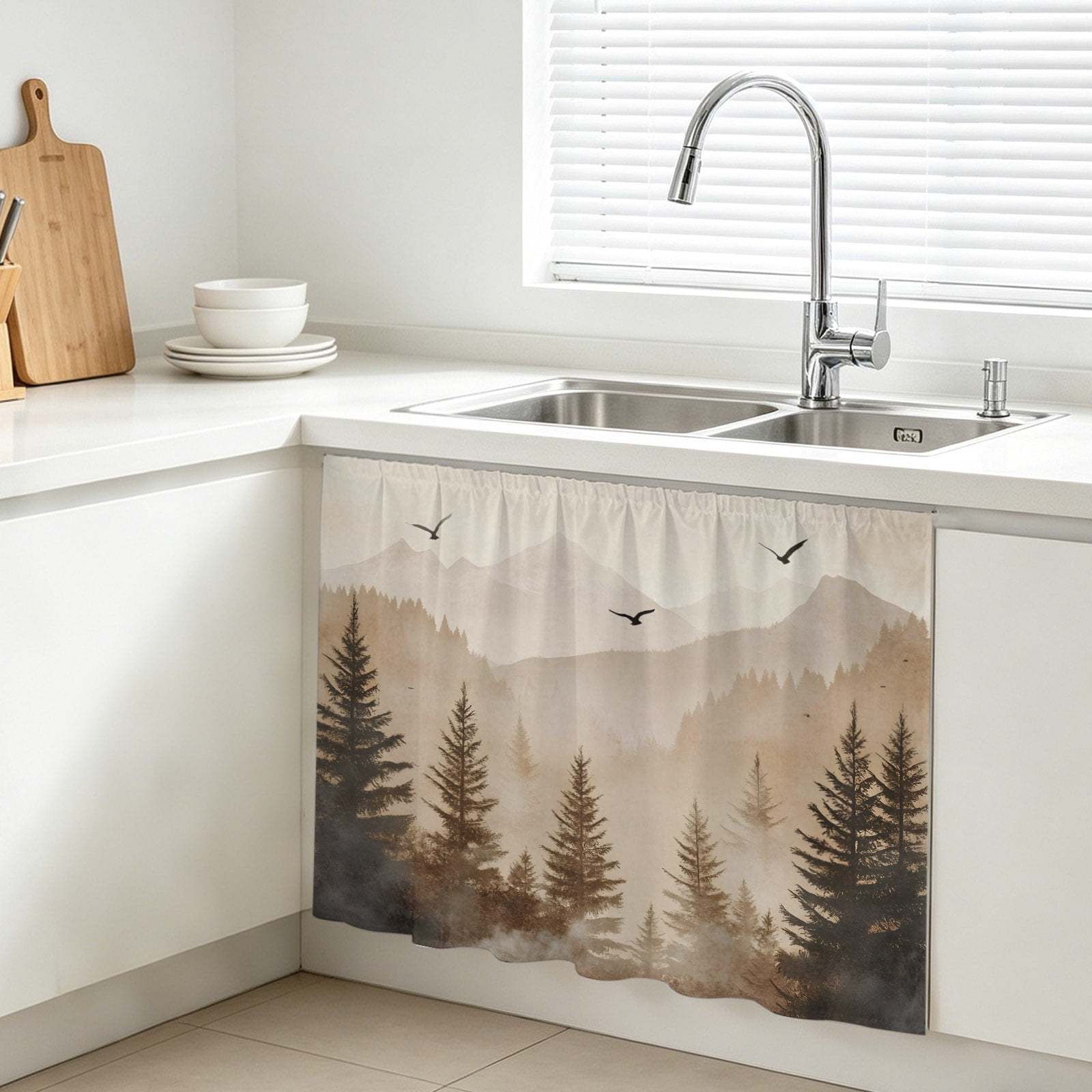 Cabinet Curtains 11"W x 13"L, Black Forest Sink Skirt for Bathroom ...