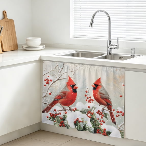 Cabinet Curtains 11"W x 13"L, Christmas Sink Skirt for Bathroom Kitchen ...