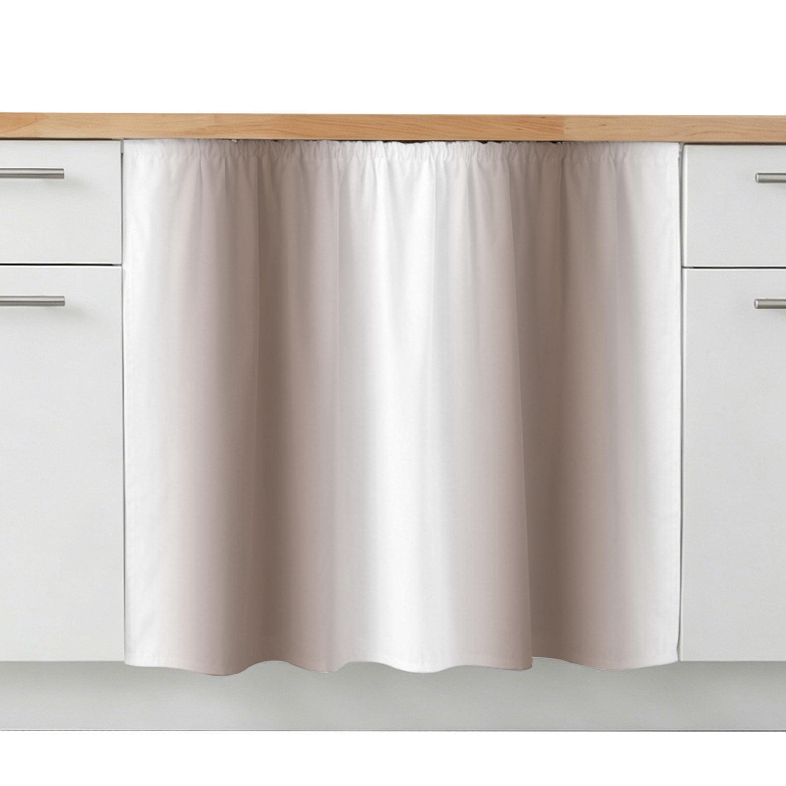 Cabinet Curtains 11"W x 13"L, White Brown Sink Skirt for Bathroom ...