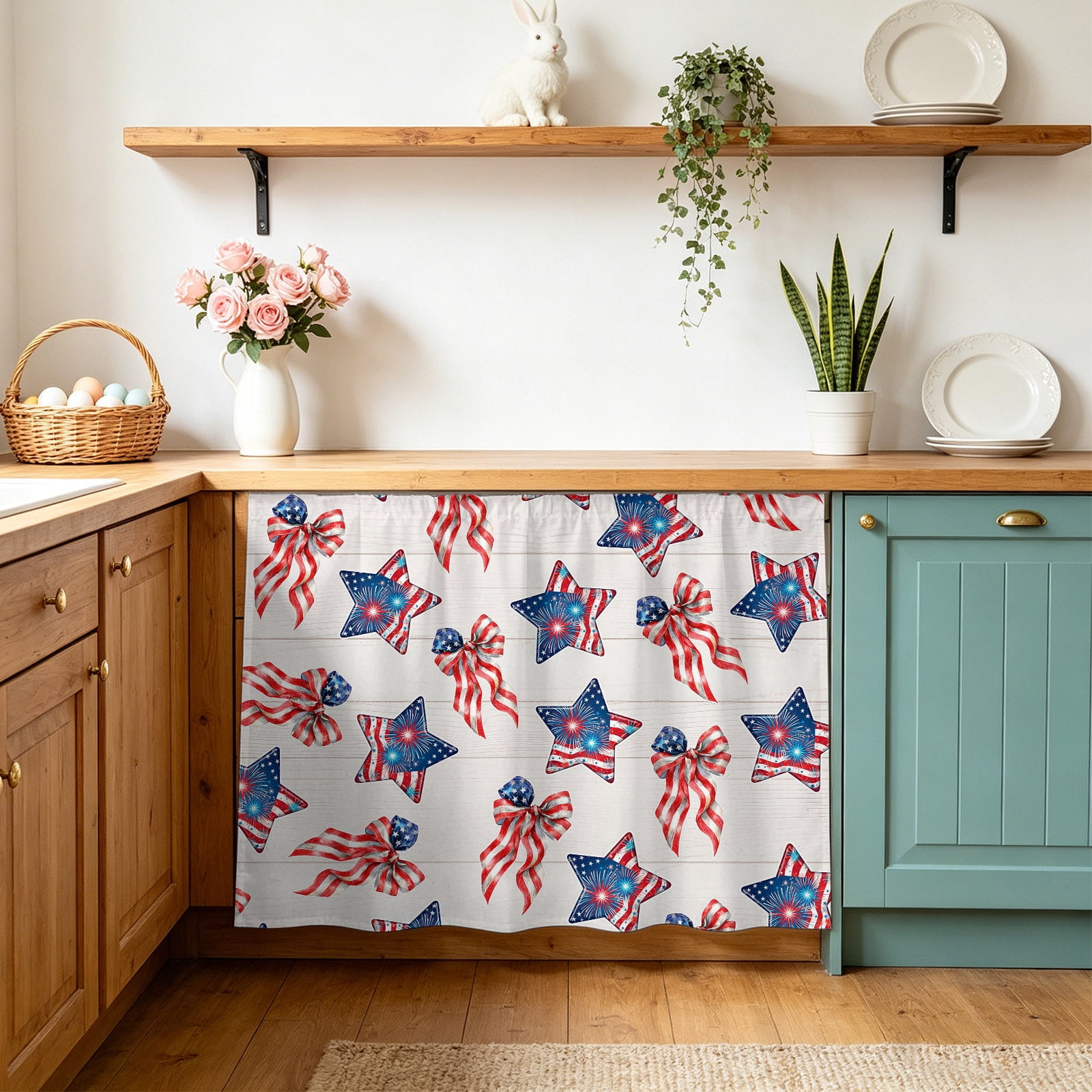 Cabinet Curtains 28"W x 35"L, 250th Anniversary Sink Skirt for Bathroom ...