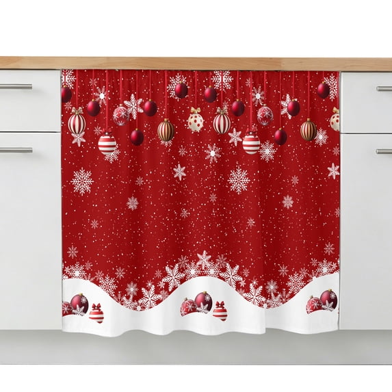 Cabinet Curtains 28"W x 35"L, Red Christmas Sink Skirt for Bathroom ...