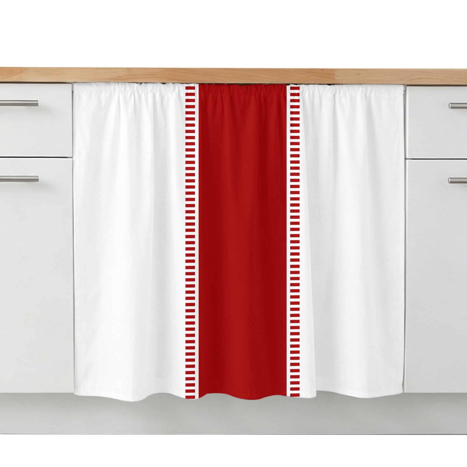 Cabinet Curtains 28"W x 35"L, Red Solid Color Texture Sink Skirt for ...