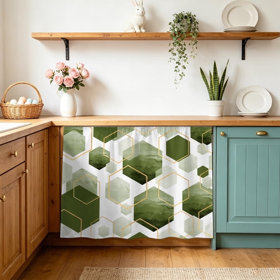 Cabinet Curtains 28"W x 35"L, Sage Green Marble Sink Skirt for Bathroom ...
