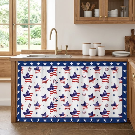 Cabinet Curtains 28"W x 51"L, 4th of July Sink Skirt for Bathroom ...