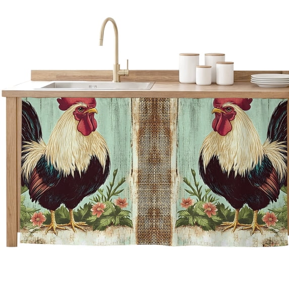 Cabinet Curtains 28"W x 51"L, Dustproof Sink Skirt Curtain for Kitchen ...