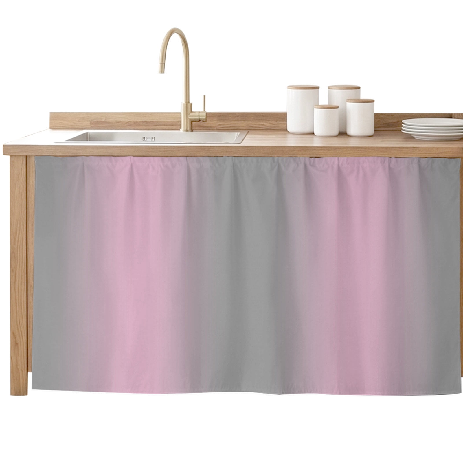 Cabinet Curtains 28"W x 51"L, Pink Ombre Sink Skirt for Bathroom ...
