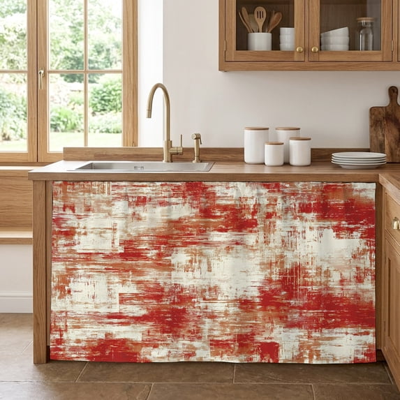 Cabinet Curtains 28"W x 51"L, Red Ombre Sink Skirt for Bathroom Kitchen ...