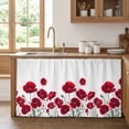 Cabinet Curtains 28"W x 51"L, Red Poppy Sink Skirt for Bathroom Kitchen ...