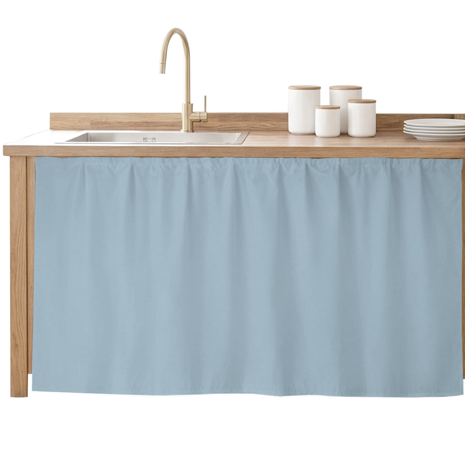 Cabinet Curtains 28"W x 51"L, Sky Blue Sink Skirt for Bathroom ...